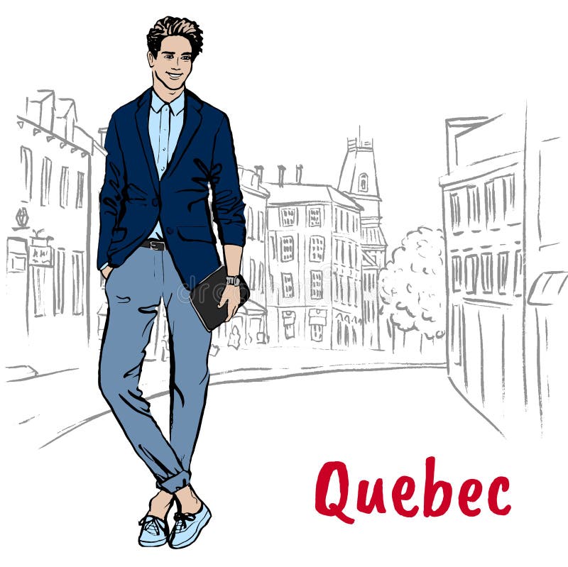 Man in Quebec stock vector. Illustration of destination - 95641268