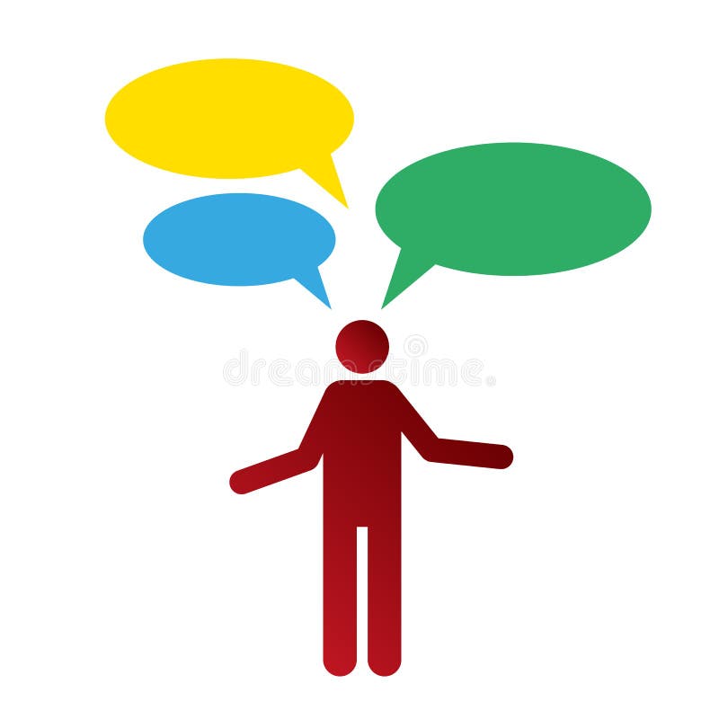 Man with Question Bubbles on White Background Stock Illustration ...