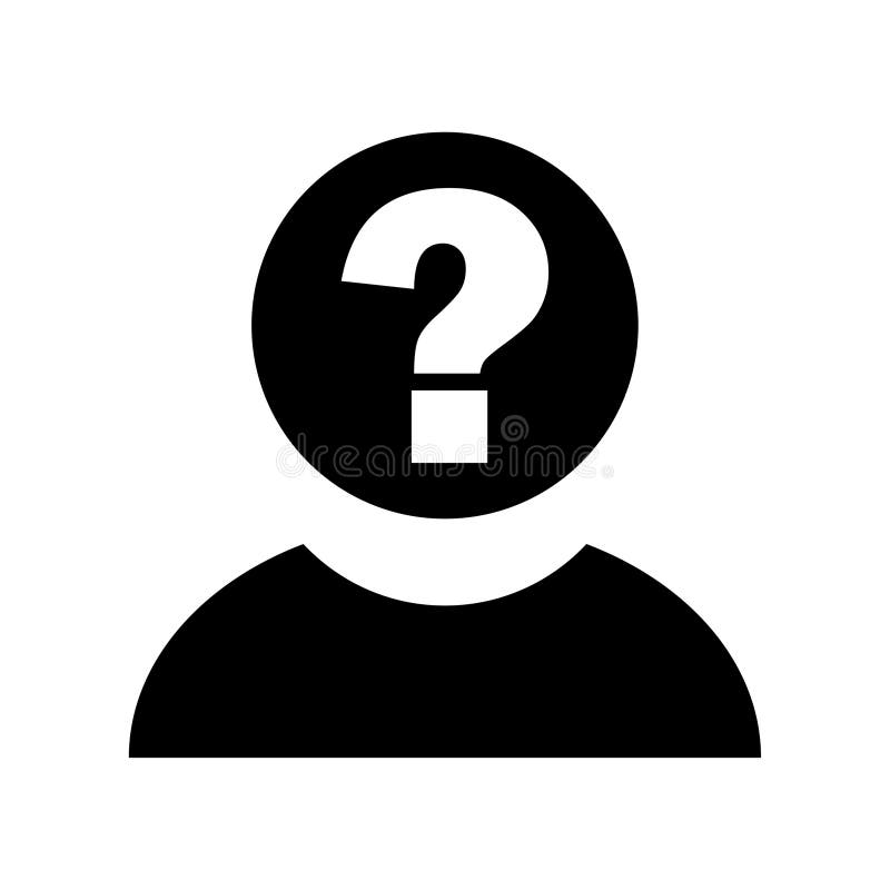 Man with Question Mark, Black Silhouette. Portrait of Young Man. Vector ...