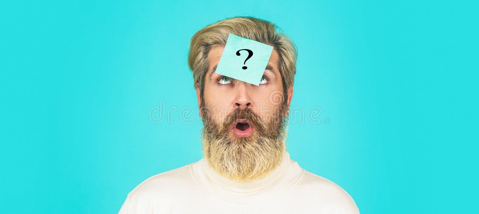 Paper Notes with Question Marks. Beard Man Question Mark in Head ...