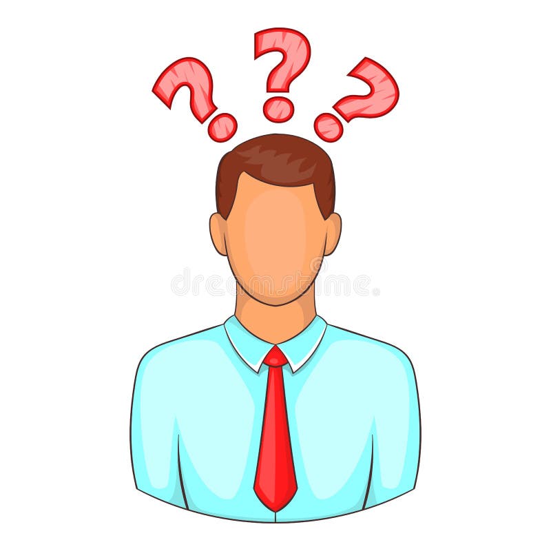Man with Question Marks Icon, Cartoon Style Stock Vector - Illustration ...