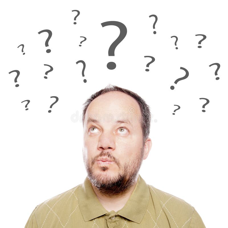 Man with question marks stock image. Image of isolated - 39167049