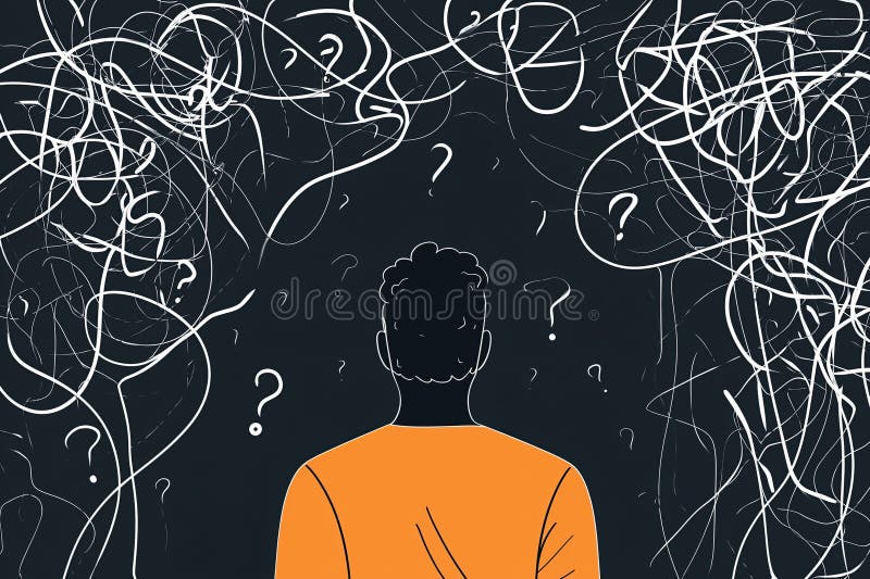 Man with Question Marks Represents Confusion, Uncertainty, and the ...