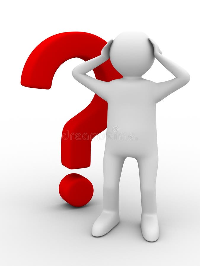 3d Man Thinking with Red Question Mark in Thought Bubble Stock ...