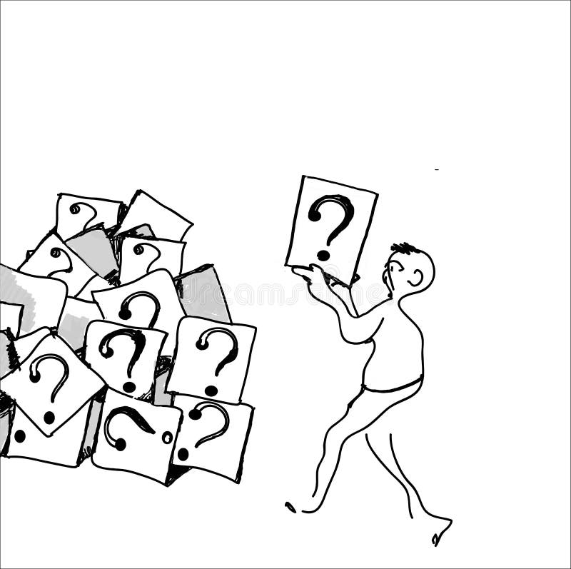 Man with Questions stock vector. Illustration of concept - 114454423