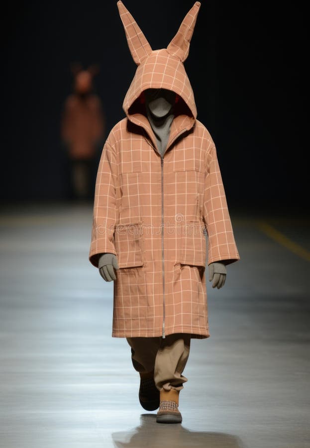 A Man in a Rabbit Costume Walks Down a Runway, AI Stock Image - Image ...
