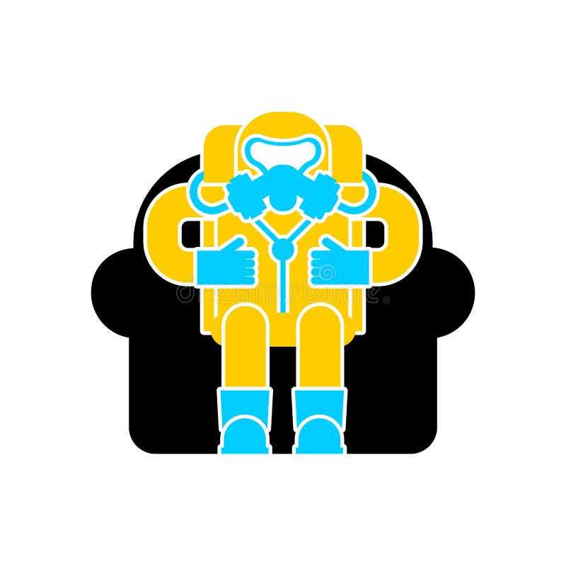 Man in Radiation-protective Suit Sits on Chair. Concept after Nuclear ...