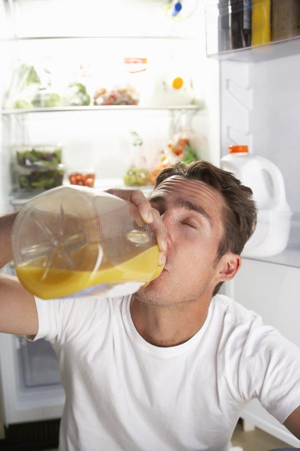 Man Raiding Fridge Drink Night Stock Photos - Free & Royalty-Free Stock ...