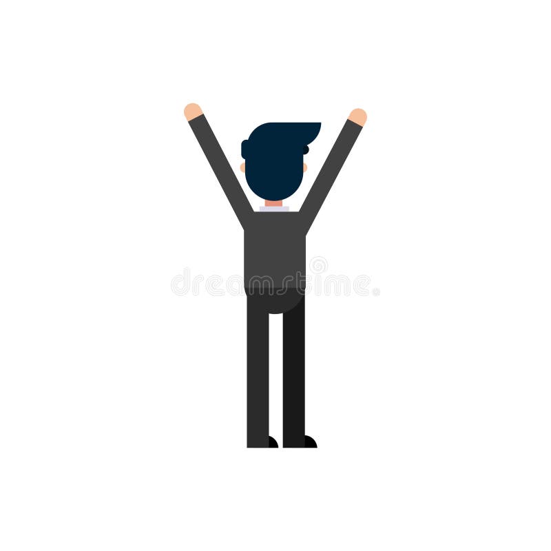 Man Raise Hand, Flat Design Vector Illustration. Stock Vector ...