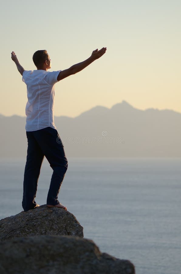 Arms Raised To The Dawn Sky Stock Image - Image of scenic, pacific: 4001801