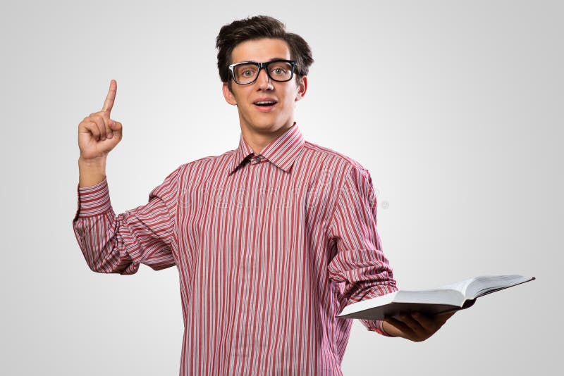 Man Raised His Index Finger Stock Image - Image of book, knowledge ...