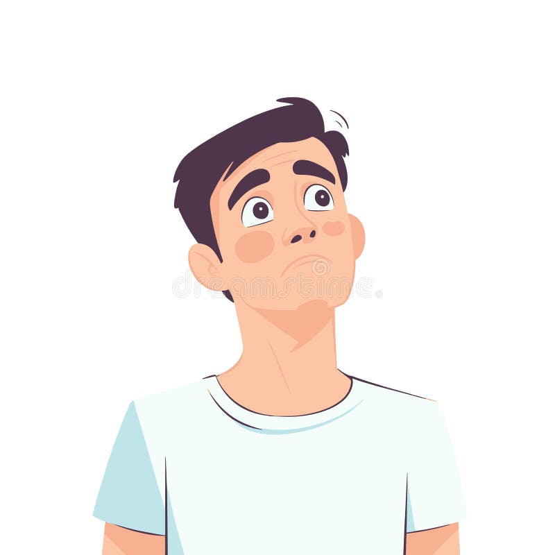 Man Raising an Eyebrow Curious Expression Flat Vector Stock ...