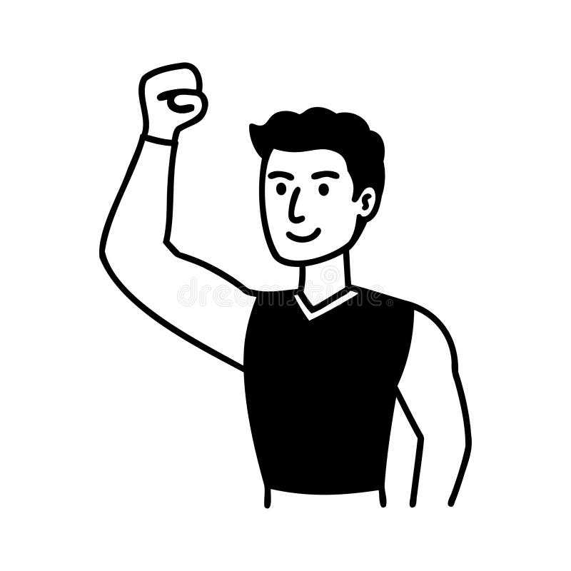 Man Raising Fist Power Line Art Vector Doodle Stock Illustration ...
