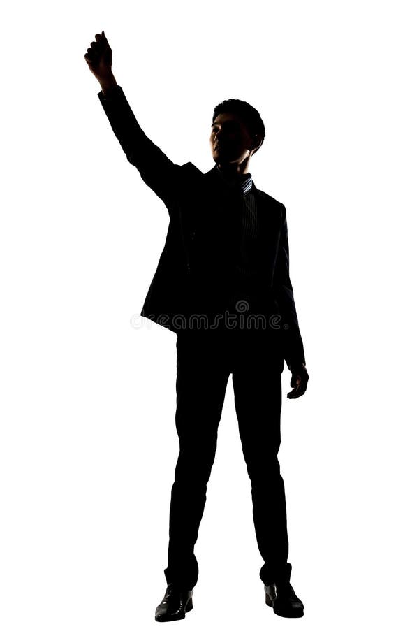 Man Raising Hand and Writing Stock Image - Image of shadow, concept ...