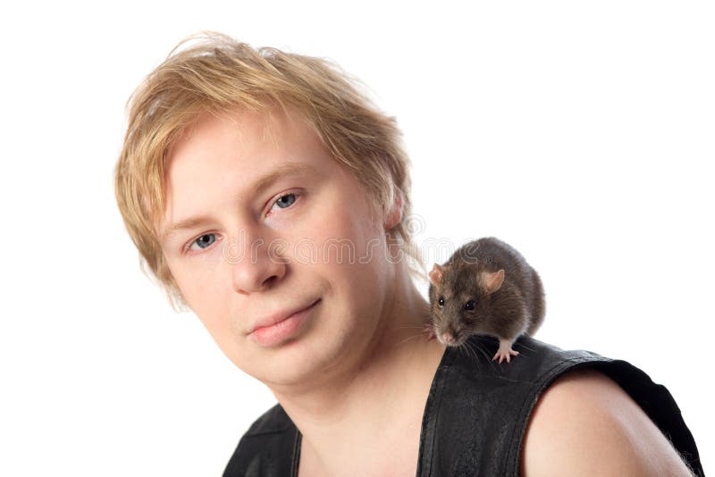 Man with a rat stock photo. Image of isolated, rodent - 37793106