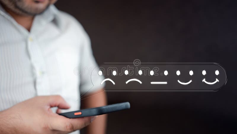 Man Rating His Experience Using an App on a Cell Phone Stock Photo ...