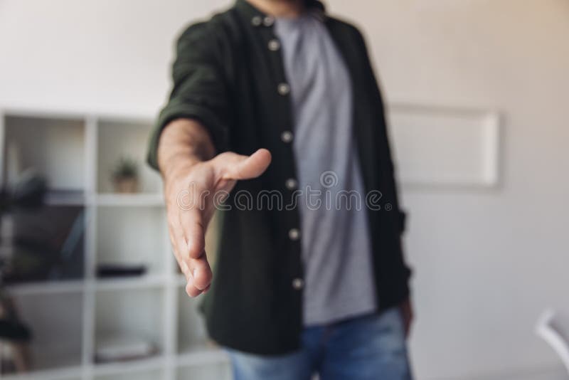 Man Reaching Hand for Handshake while Standing in Office Stock Image ...