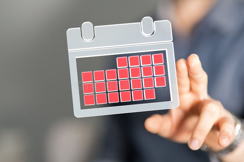 Man Reaching for the Illustrated Calendar Stock Photo - Image of design ...