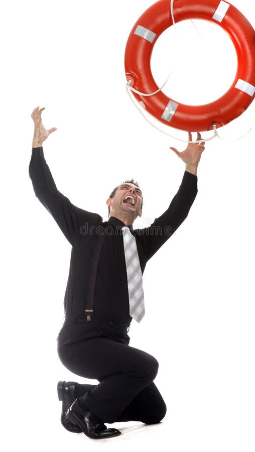 Man Reaching For Lifebuoy Picture. Image: 13750612