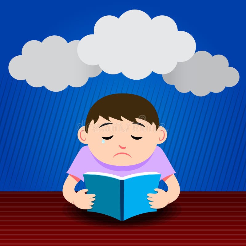 Man Read Book with Sad Face Stock Vector - Illustration of paper ...