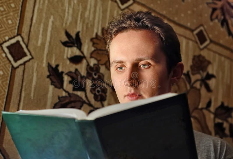 Man read interest book stock photo. Image of dark, studying - 12698172