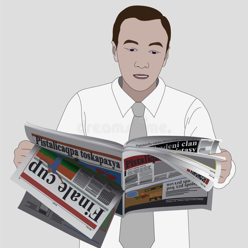 Man read newspaper stock vector. Illustration of actuality - 1582973