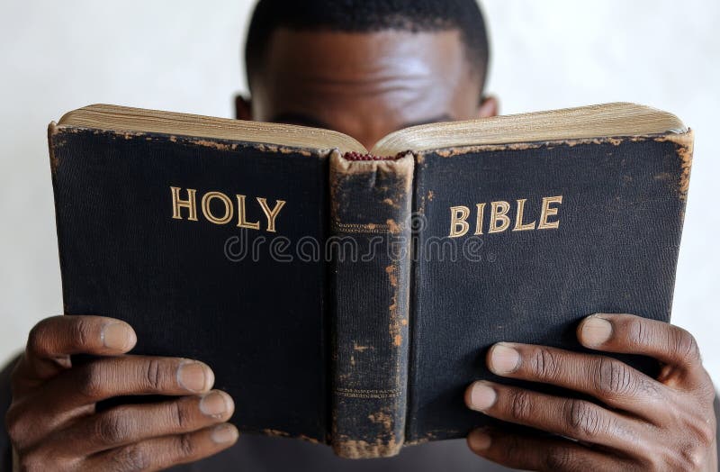 A Man Reading the Bible. Generative AI. Stock Illustration ...