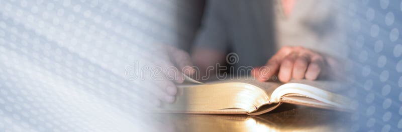 Man Reading the Bible; Panoramic Banner Stock Image - Image of ...