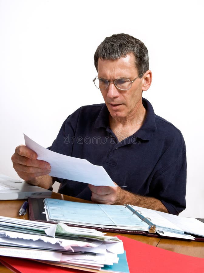 Man Reading a Bill in Shock and Disbelief Stock Photo - Image of credit ...