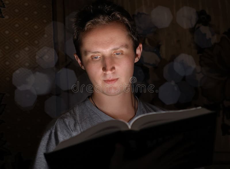 University Student or Man Reading a Textbook Stock Image - Image of ...