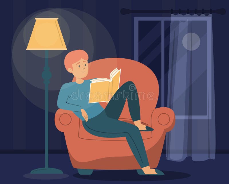 Man Sitting Chair Reading Book Silhouette Stock Illustrations 124 Man