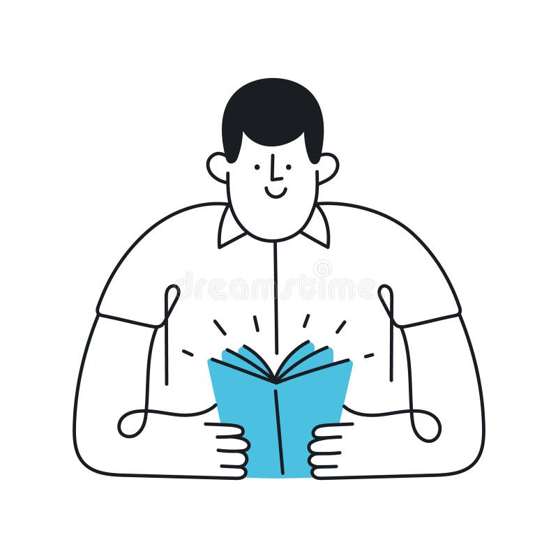 Man Reading a Book. Education, Learning, Study Stock Vector ...