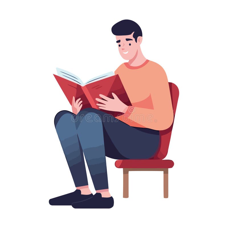 Man reading a book stock vector. Illustration of literature - 284011750