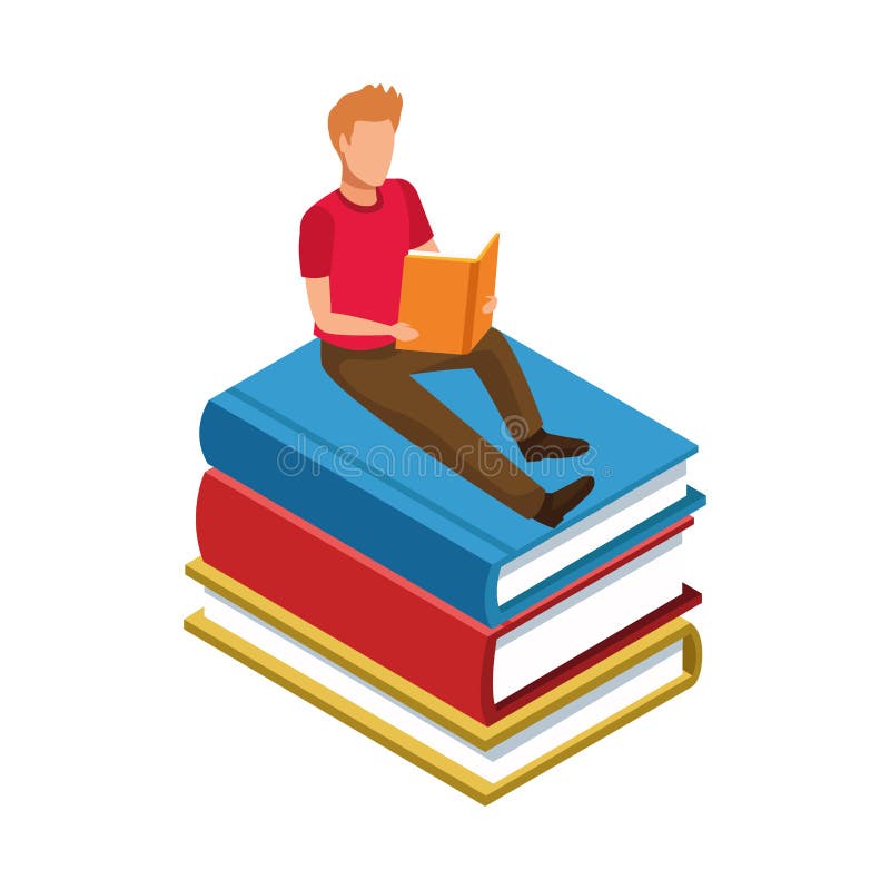 Man Reading Book Sitting Stack Books Stock Illustrations – 551 Man ...