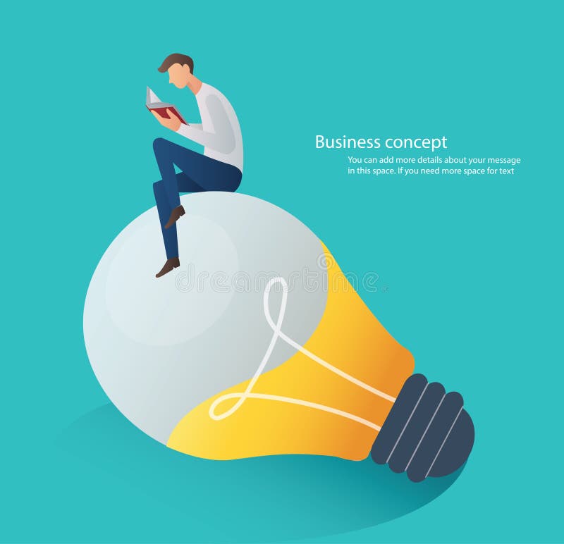 Man Sitting Reading Book Idea Bulb Stock Illustrations 58 Man Sitting