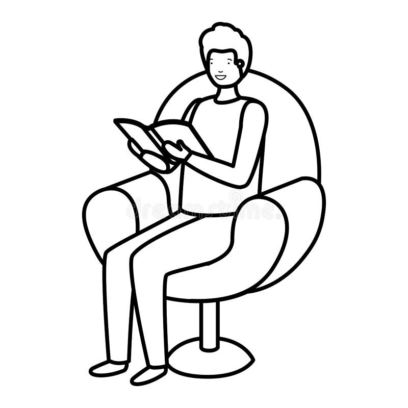 Man Reading Book in the Sofa Avatar Character Stock Vector ...
