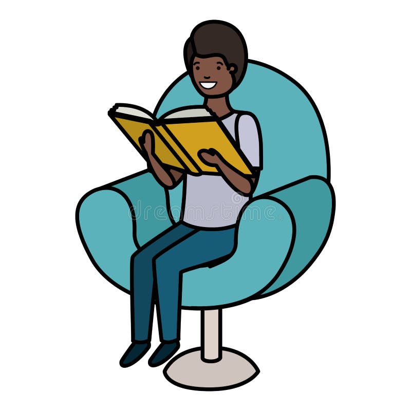 Man Reading Book in the Sofa Avatar Character Stock Vector ...