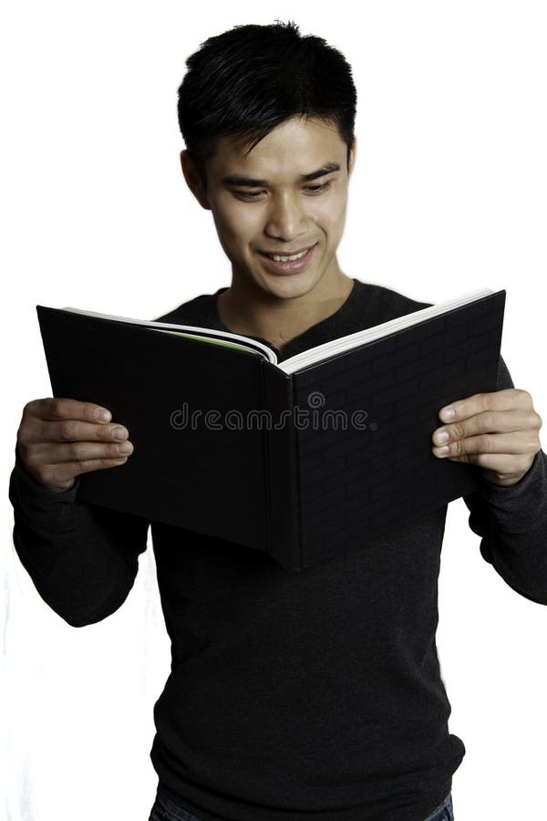 Man Reading Book Standing Up Stock Image - Image of novel, handsome ...