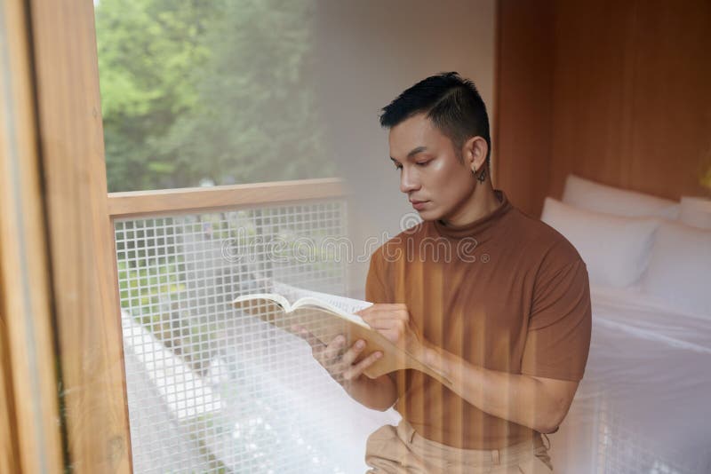 Man Reading Book of Stories Stock Image - Image of study, selfcare ...