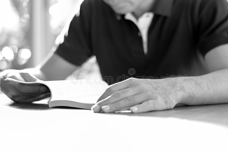 Man Reading Book Table Monochrome Effect Stock Photos - Free & Royalty ...