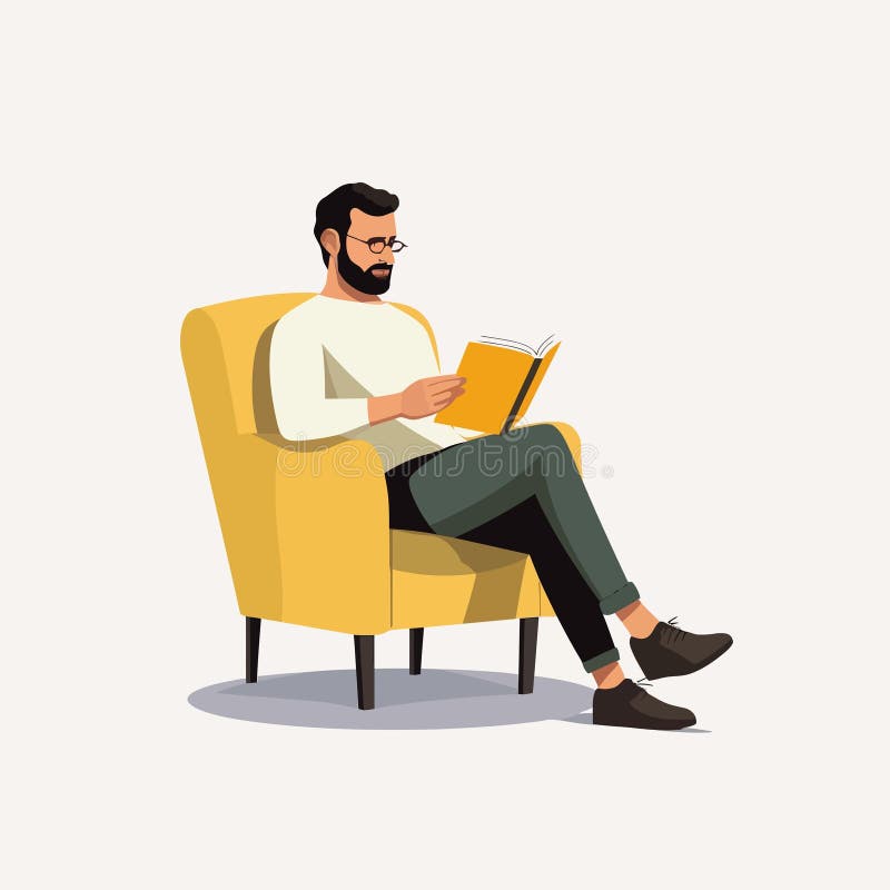 Man Reading Book Vector Flat Minimalistic Isolated Illustration Stock ...