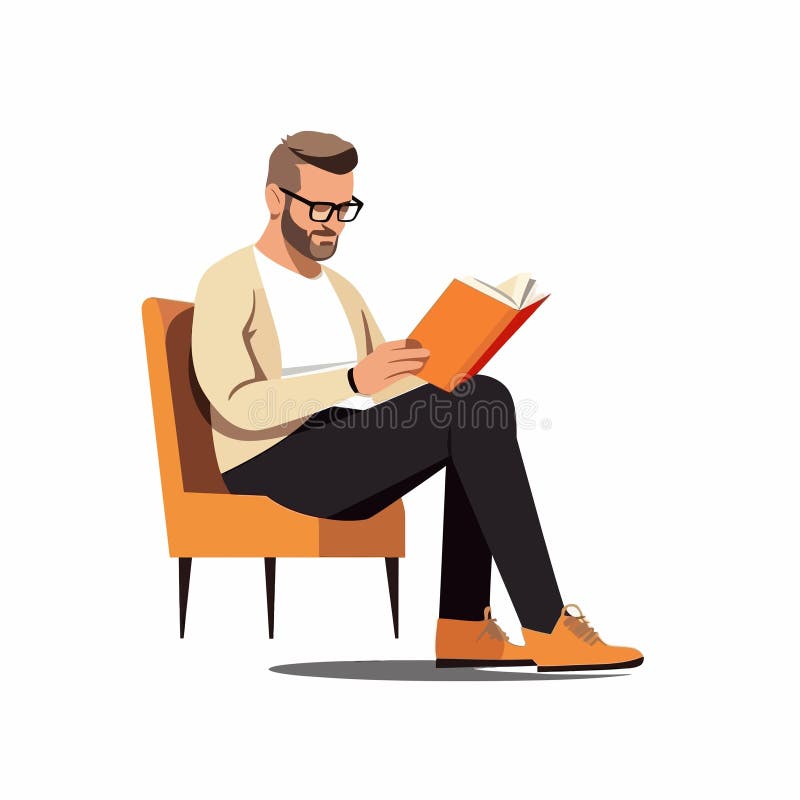 Man Reading Book Vector Flat Minimalistic Isolated Illustration Stock ...