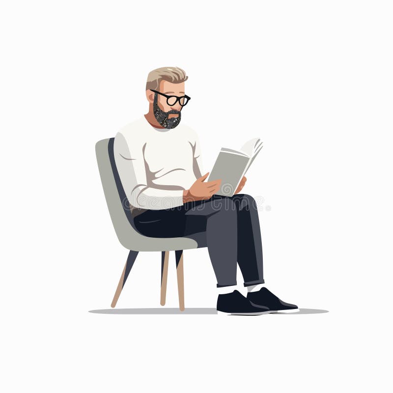 Man with Book Vector Flat Minimalistic Isolated Illustration Stock ...