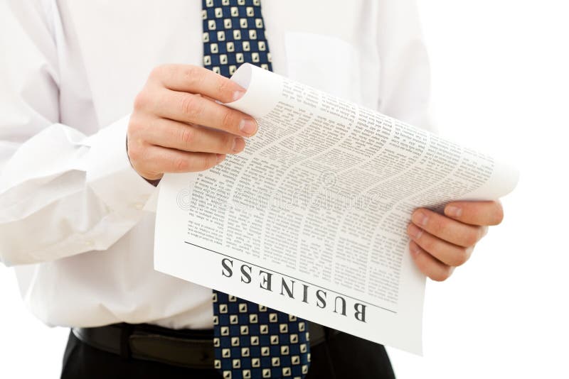 Man reading business paper stock photo. Image of information - 14857982