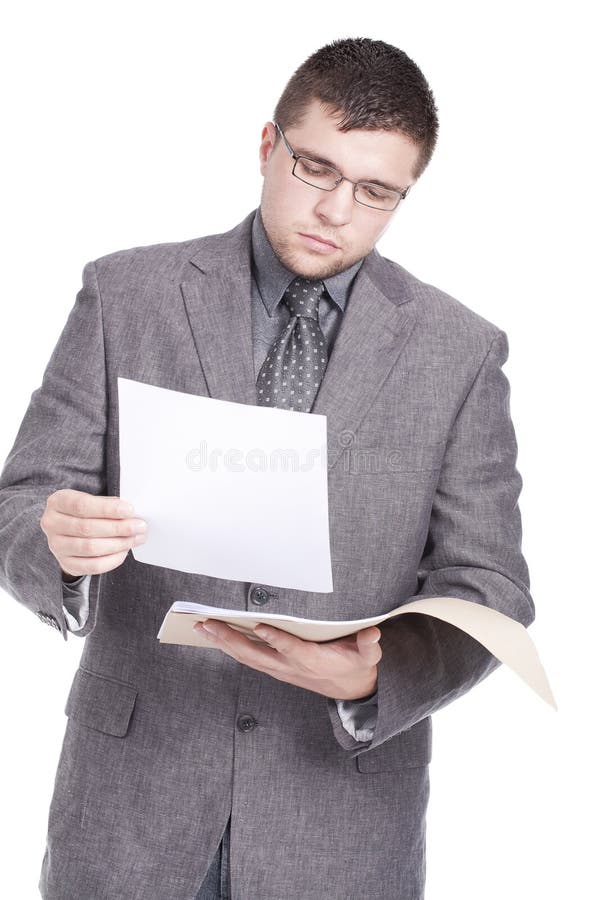 Man Reading Business Papers Stock Image - Image of leader, person: 16770709