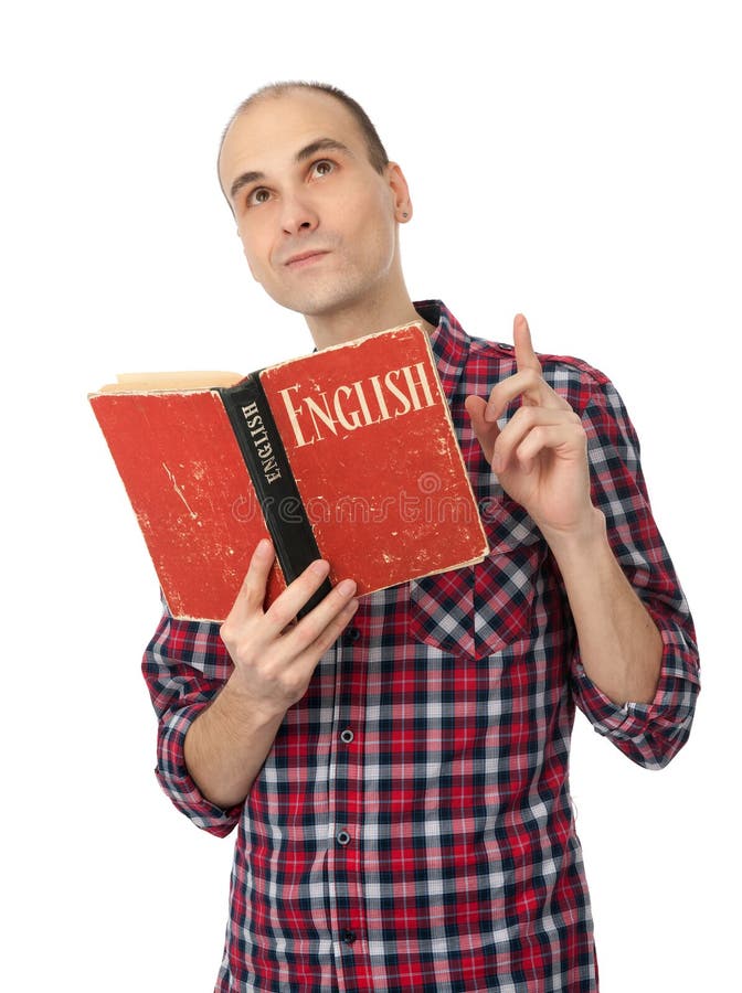 Man Reading an English Book Stock Image - Image of read, expression ...