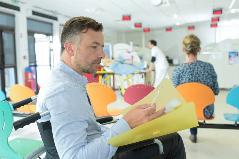 Man Reading Portfolio before Important Interview Stock Image - Image of ...