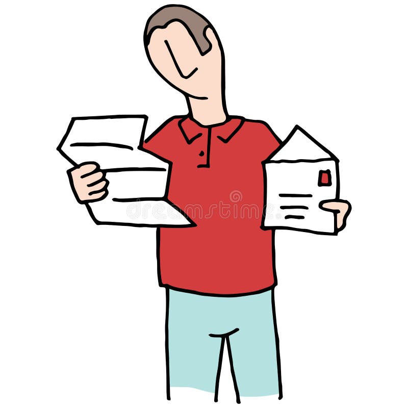 Man Reading Letter stock vector. Illustration of clip - 69936955