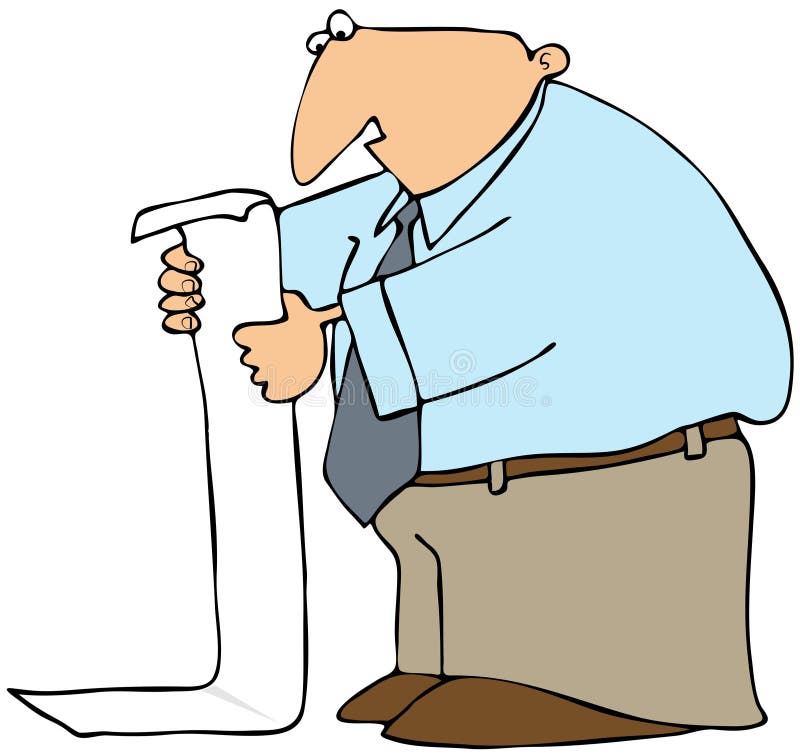 Man Reading Long List stock illustration. Illustration of cartoon ...