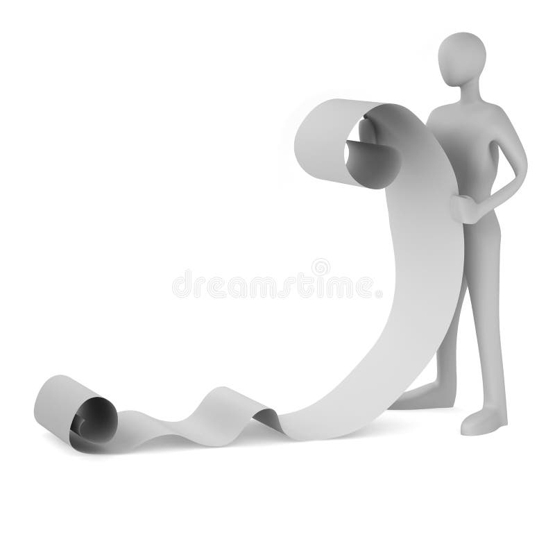 Man Reading a Long Paper Band Stock Illustration - Illustration of ...